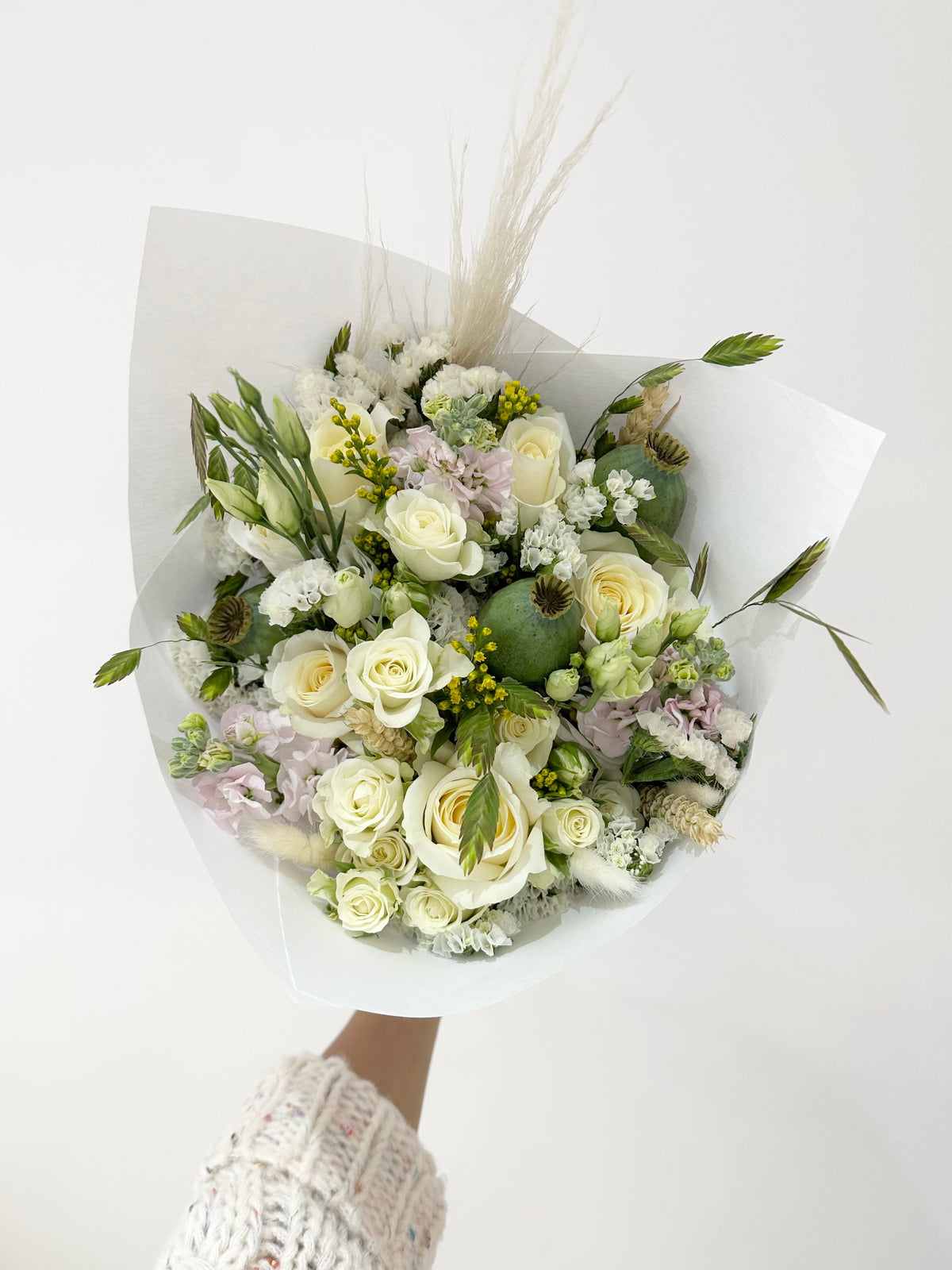 Play It Safe White Roses Bouquet | Hand-Tied Flowers | FlowerFix